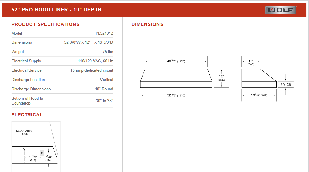 Custom Zinc Range Hood designed for Wolf Insert – Custom Made Products